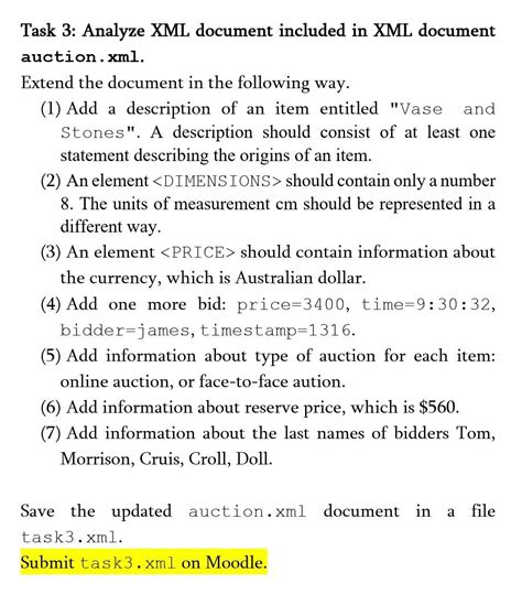 Solved Task 3 Analyze Xml Document Included In Xml Document