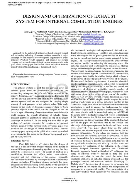 Design And Optimization Of Exhaust System For Internal Combustion