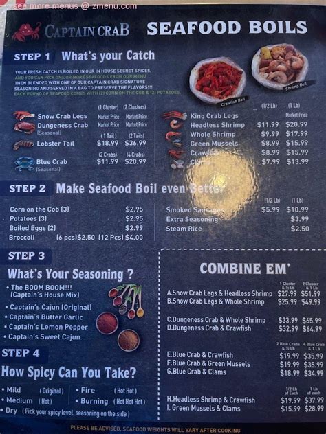 Menu At Captain Crab Restaurant Brooklyn Center