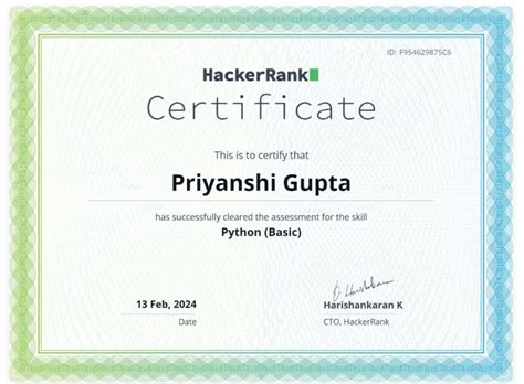 Priyanshi Gupta On Linkedin Pythonbasics Hackerrankcertified Codemastery Skillsforsuccess
