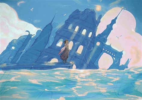 Emipon244 Yuna Ff10 Final Fantasy Final Fantasy X 1girl Bird Brown Hair Cloud Cloudy