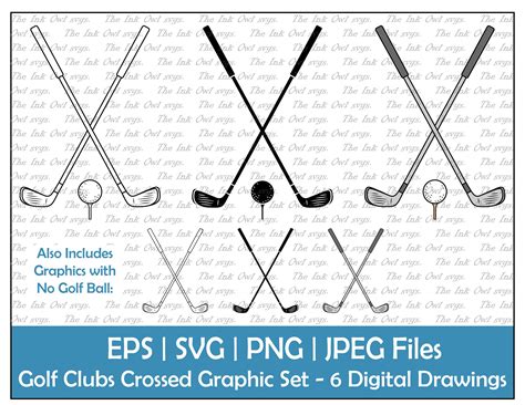Crossed Golf Clubs With Golf Ball Clipart Set Outline Stamp And Color