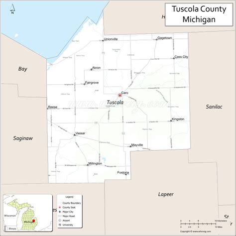 Tuscola County Map Michigan Where Is Located Cities Population