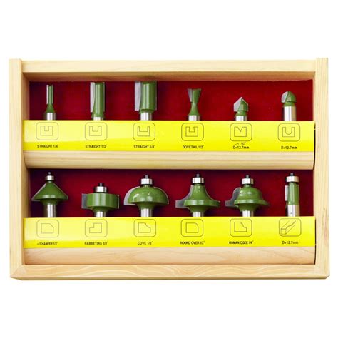 Carbitool 12 Pce Router Bit Set 1 2 Shank Tkit 12 1 2