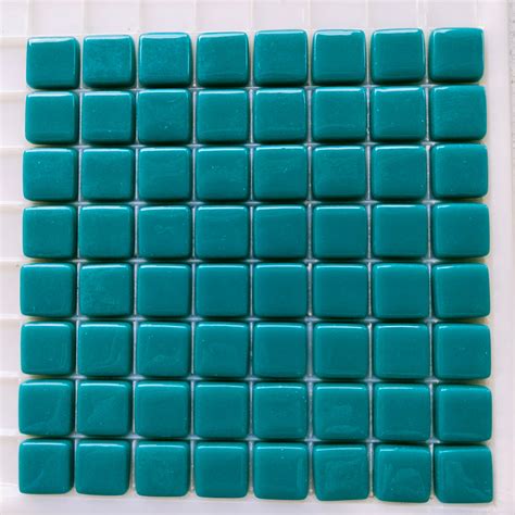 12mm Dark Teal Gloss Mosaic Tiles Sheeted Tile Kismet Mosaic