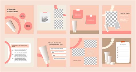 최소한의 현대 패션과 뷰티 소셜 미디어 포스트 배너 컬렉션 키트핑크 컬러 판매 사진 격리 된 제품 디스플레이 식물 잎 요소와 팁