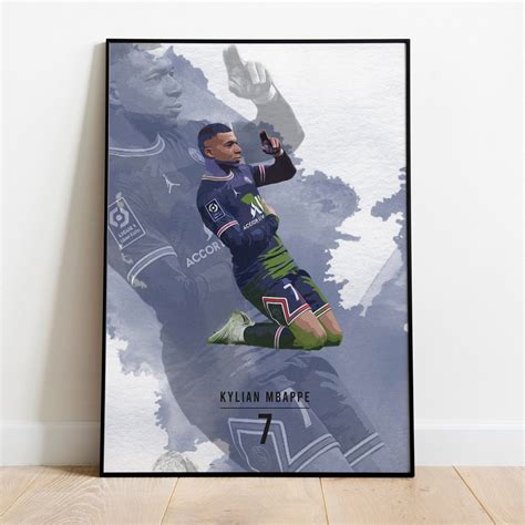 Football Poster Kylian Mbappe Psg Digital Poster Etsy