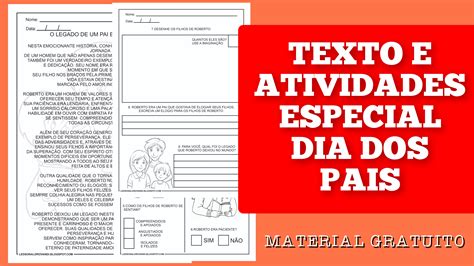 Texto E Atividades Especial Dia Dos Pais