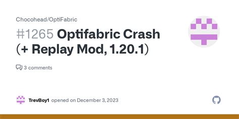 Optifabric Crash Replay Mod Issue Chocohead OptiFabric GitHub