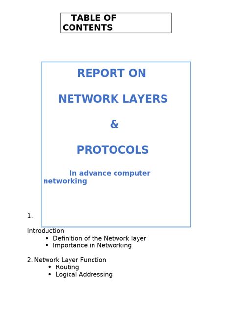 Report On Network Layer And Protocols Pdf Computer Network Routing