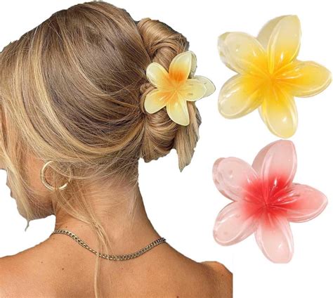 2pcs Flower Hair Claw Clips Hawaiian Flower Clip Large Cute Hair Claw