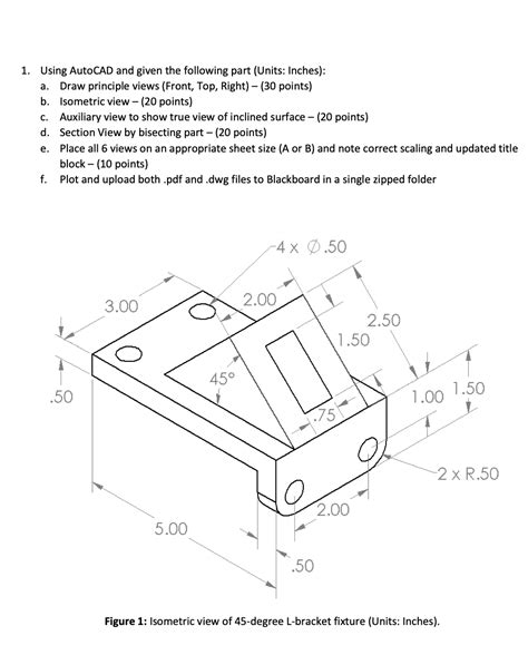 1 using autocad and given the following part units