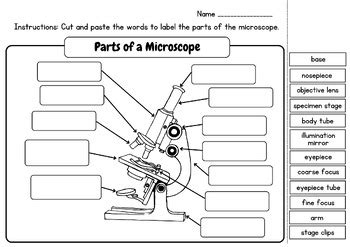 Science Lab Label The Parts Of Microscope Posters Worksheets
