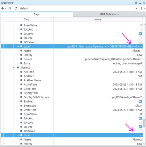 Udt Dynamic Alarm Label Doesnt See Memory Tag Values When The Gateway Starts Ignition