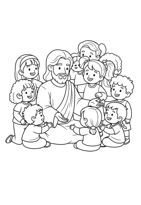 Desenhos De Jesus Com As Crianças Para Colorir E Pintar Tudo Para Colorir