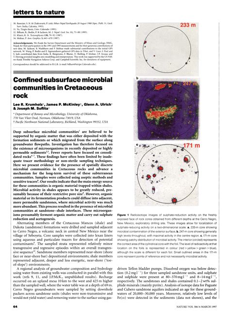 Pdf Confined Subsurface Microbial Communities In Cretaceous Rock