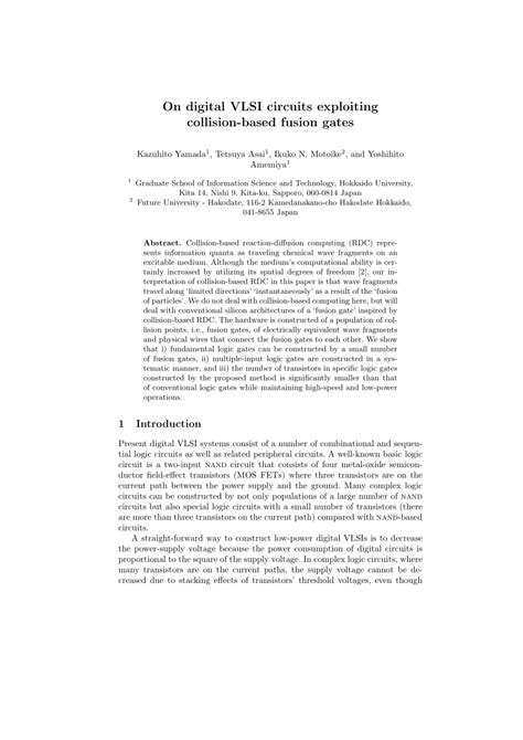 Pdf On Digital Lsi Circuits Exploiting Collision Based Fusion Gates