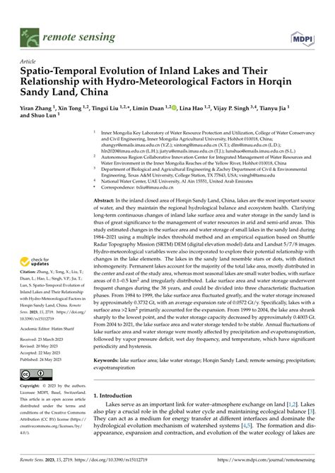 Pdf Spatio Temporal Evolution Of Inland Lakes And Their Relationship
