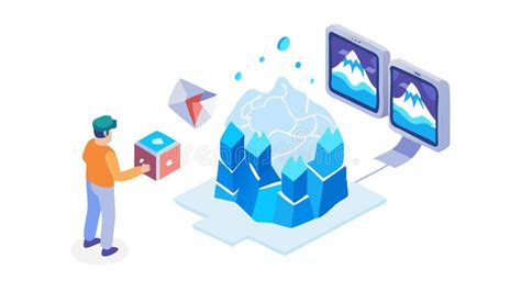 Person Interacting With Augmented Reality Virtual Cubes Vector Design Generative Ai Stock