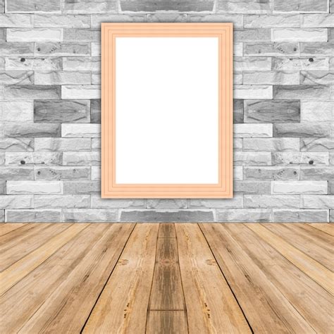 흰색 벽돌 벽에 기대어 빈 옥수수 나무 사진 프레임 템플릿 디자인을 추가하기 위해 모의 및 더 많은 텍스트를 추가하기위한 프레임 옆에 공간을 남겨주세요 무료 사진