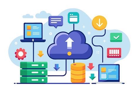 This Visual Showcases The Management Of Data Downloads And Installations Using Cloud Technology