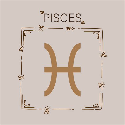 Cute Frame Rectangle With Pisces Zodiac Decoration Vector 13542384