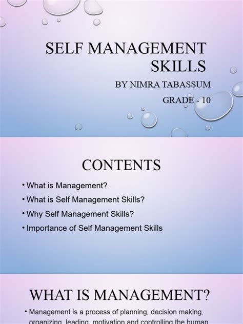 Self Management Skills Pdf Self Management Self Control