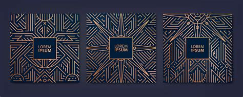 고급 표지 템플릿 사각형 라인 아르 데코 패턴의 벡터 세트입니다 패키지 배너 전단지 프리젠테이션 및 카드 와인 라벨을 위한 디자인 요소 메뉴판에 대한 스톡 벡터 아트 및