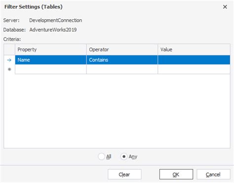 Filter Database Objects