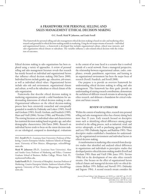 A Framework For Personal Selling Pdf