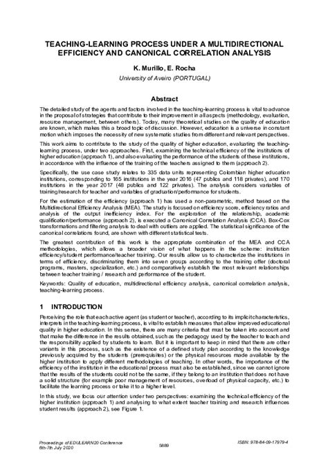 Pdf Teaching Learning Process Under A Multidirectional Efficiency And Canonical Correlation