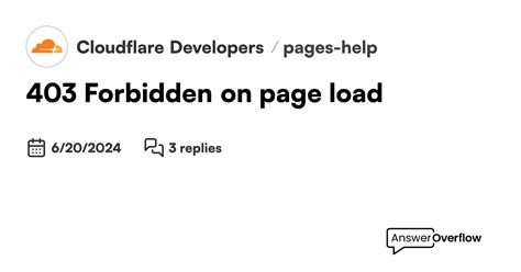 403 Forbidden On Page Load Cloudflare Developers