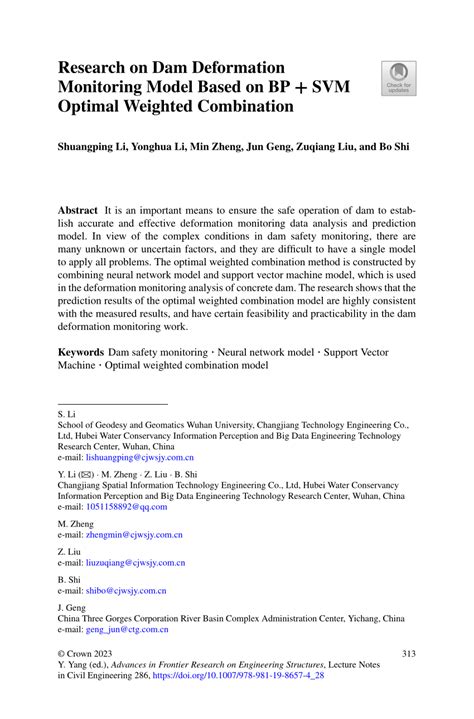 Pdf Research On Dam Deformation Monitoring Model Based On Bp Svm Optimal Weighted Combination