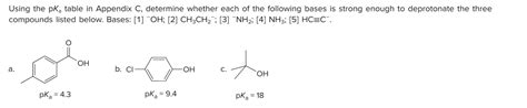 Solved Using The Pka Table In Appendix C Determine Whether