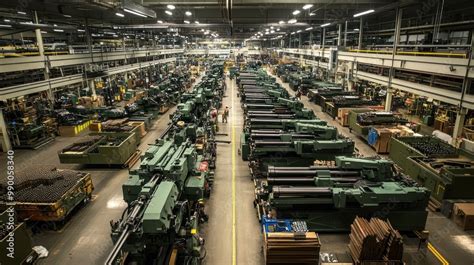 Poster The Arms Industry In Full Production With Rows Of Military