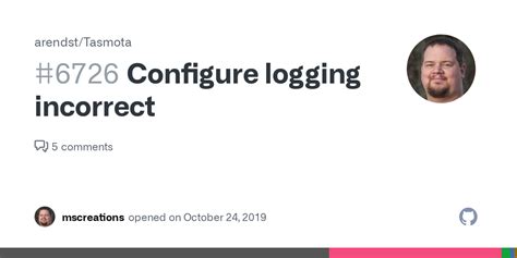 Configure Logging Incorrect · Issue 6726 · Arendsttasmota · Github