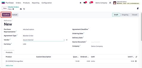 Purchase Agreements List In Odoo 17 Purchase Odoo V17 Enterprise Edition Book