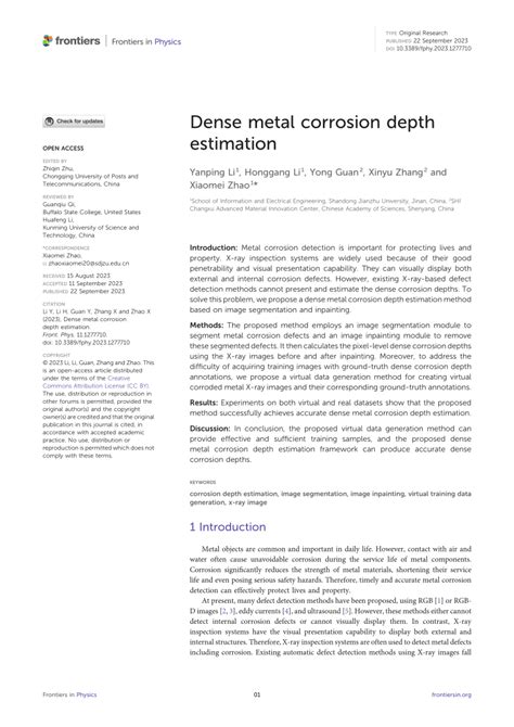 Pdf Dense Metal Corrosion Depth Estimation