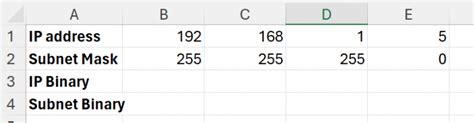 How To Convert IP And Subnet Mask From Decimal To Binary In Excel Cloud Build