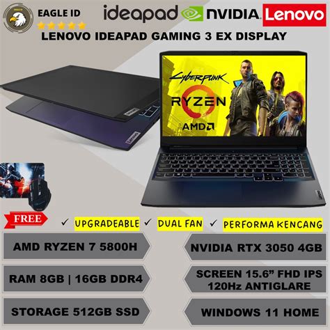 Jual Laptop Lenovo Ideapad Gaming Amd Ryzen H Ram Gb Gb Nvidia Rtx Fhd Hz