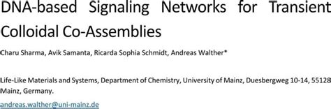 Dna Based Signaling Networks For Transient Colloidal Co Assemblies Biological And Medicinal