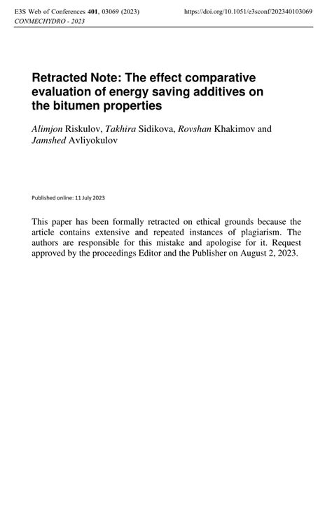 Pdf The Effect Comparative Evaluation Of Energy Saving Additives On The Bitumen Properties