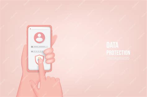 Premium Vector 3d Vector Data Protection Concept Hand Holding Mobile