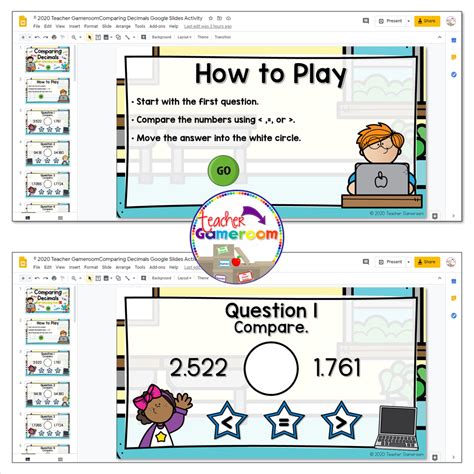 Comparing Decimals Google Slides Activity Teacher Gameroom