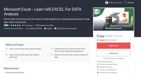 Microsoft Excel Learn MS EXCEL For DATA Analysis