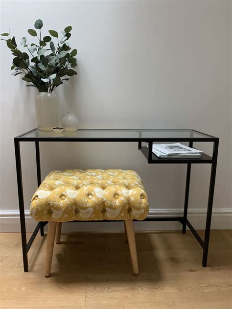 Yellow Dressing Table Stool Deep Buttoned Dressing Table Stool Vanity