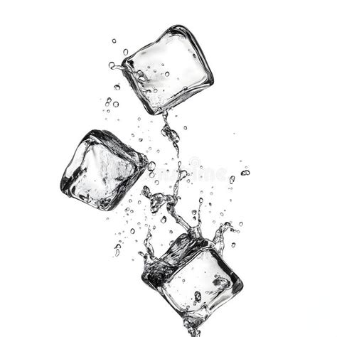 Ice Cubes Suspended In Mid Air With Water Splashes Creating A Dynamic And Visually Engaging