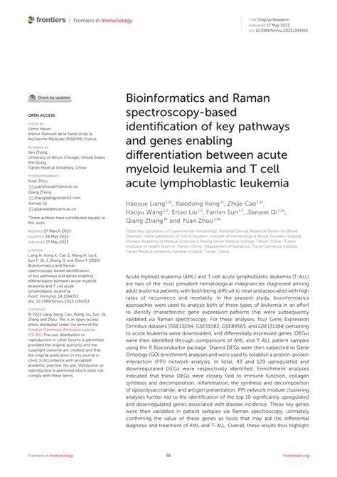 Pdf Bioinformatics And Raman Spectroscopy Based Identification Of Key