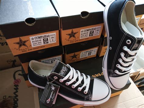 Jual Cod Sepatu Compass Retrograde Low White Blue Sepatu Compass Putih Pendek Pria Wanita Sepatu