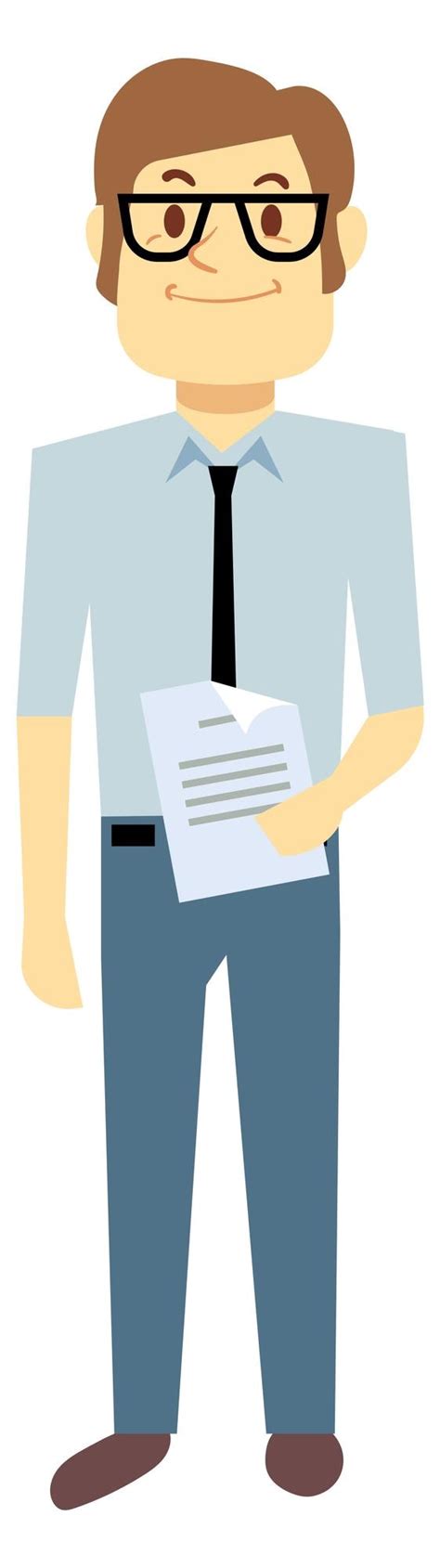 Premium Vector Office Worker Cartoon Character Smart Man In Glasses